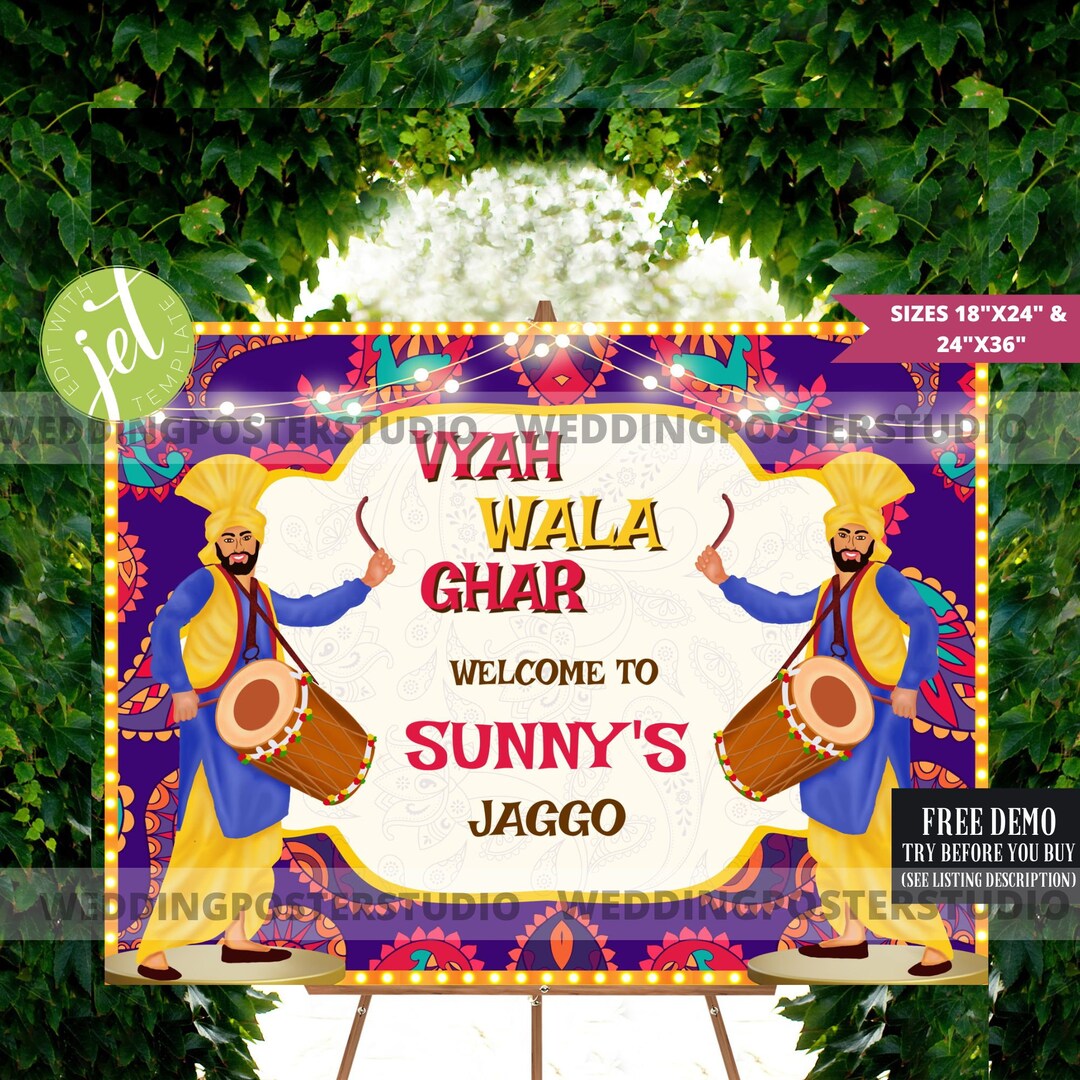 Punjabi Wedding Sign, Vyah Wala Ghar, Jaggo Night Sign, Maiyan Sign ...