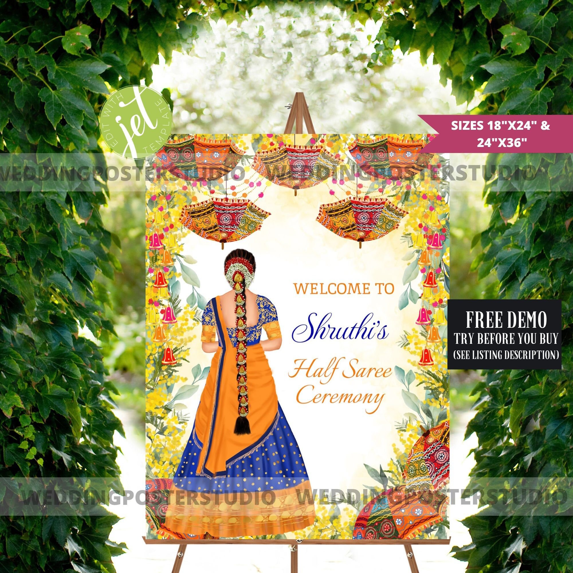 Editable Half Saree Ceremony Welcome Sign: Tamil Ceremony (digital ...