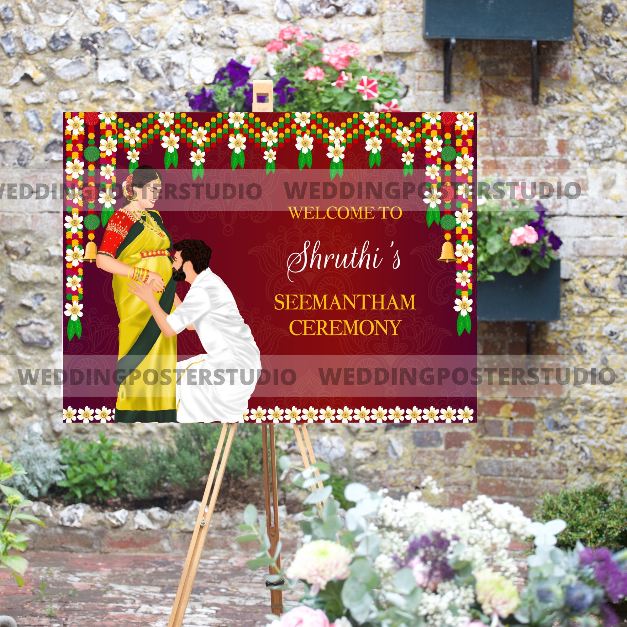 Seemantham Ceremony Sign: Desi Baby Shower Decor (digital Download) - Etsy