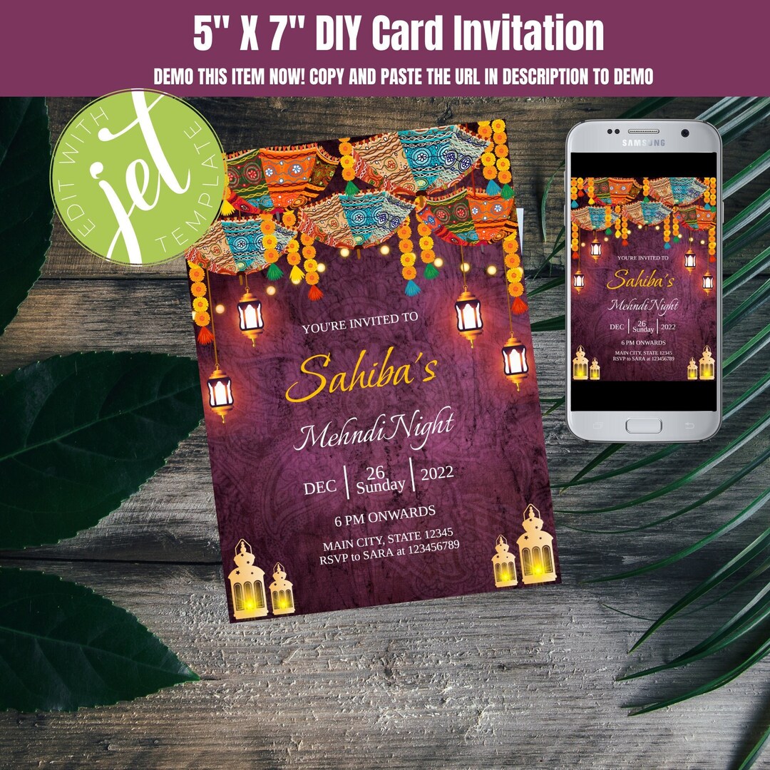Mehndi Night Invitation: Indian Wedding Sangeet Invite (digital ...