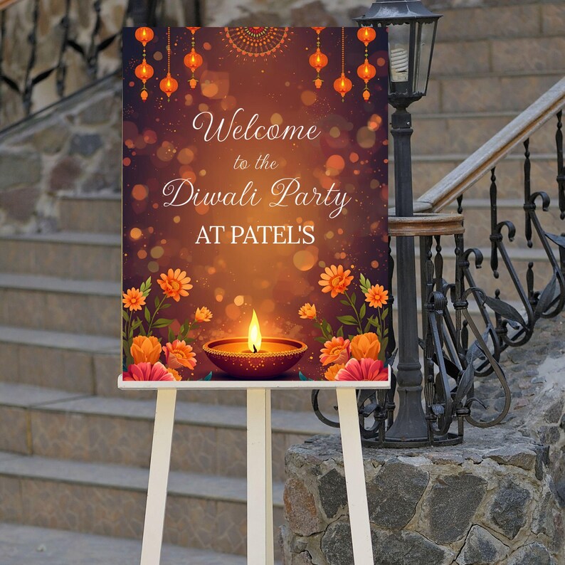 Editable Diwali Welcome Sign: Hindu Festival Decor (18x24" Digital ...