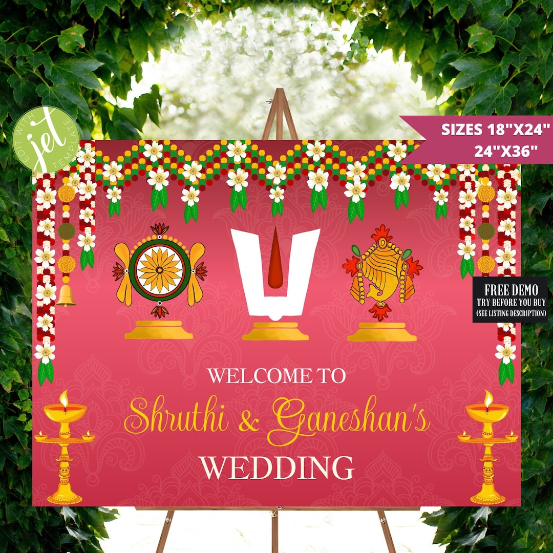 Tamil Wedding Welcome Sign: South Indian Decor (digital Download) - Etsy