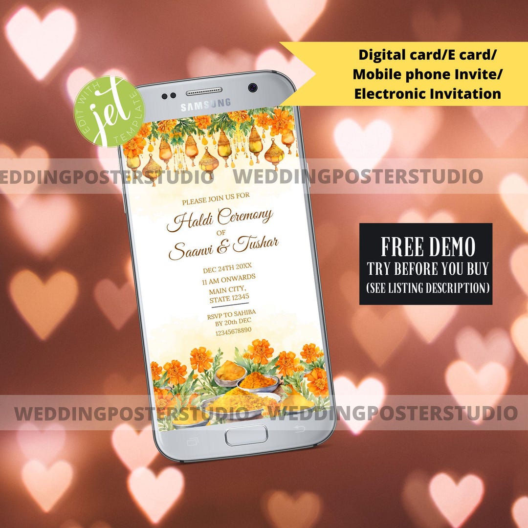 Haldi Ceremony Digital Invitation: Maiyan, Vatna, Pithi Invites ...