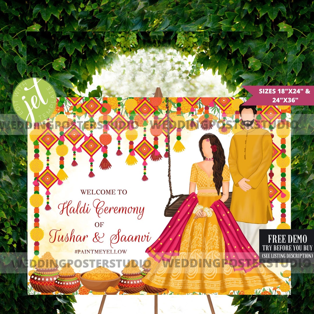 Couple Haldi Sign, Maiyan Welcome Sign, Vatna Sign, Maticoor Sign, Gaye ...