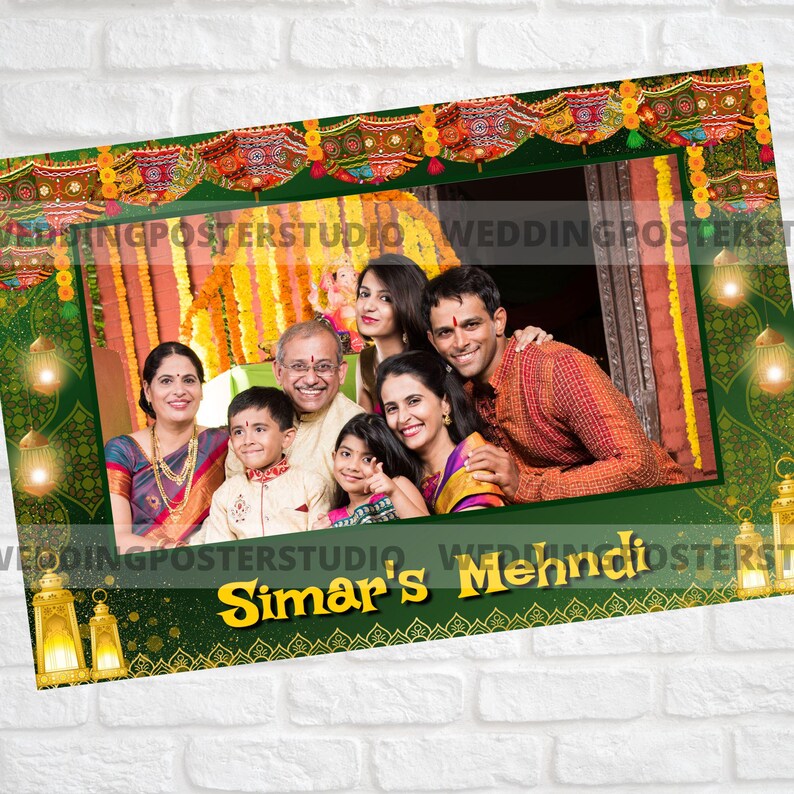 Editable Mehndi Photo Booth Frame: Indian Wedding Decor (24"x36 ...