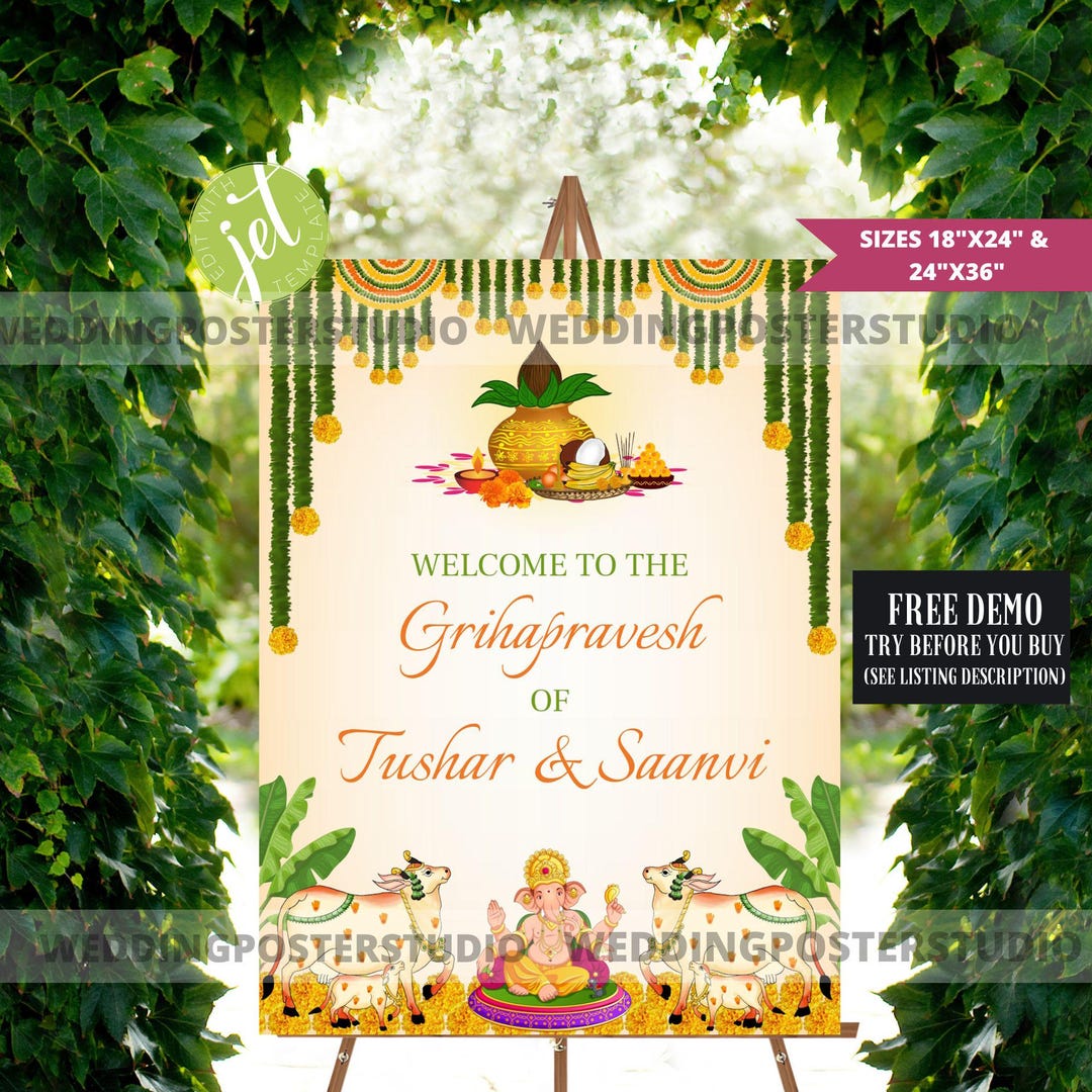 Grihapravesham Sign: Indian Housewarming Decor (digital Download) - Etsy