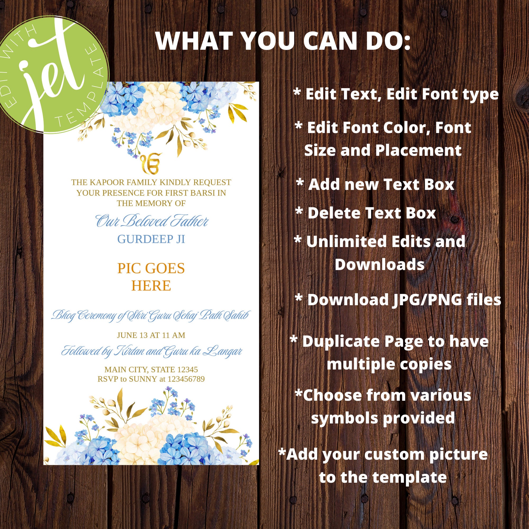 DIY Customizable First Barsi Path Invite Sikh Invite Custom - Etsy