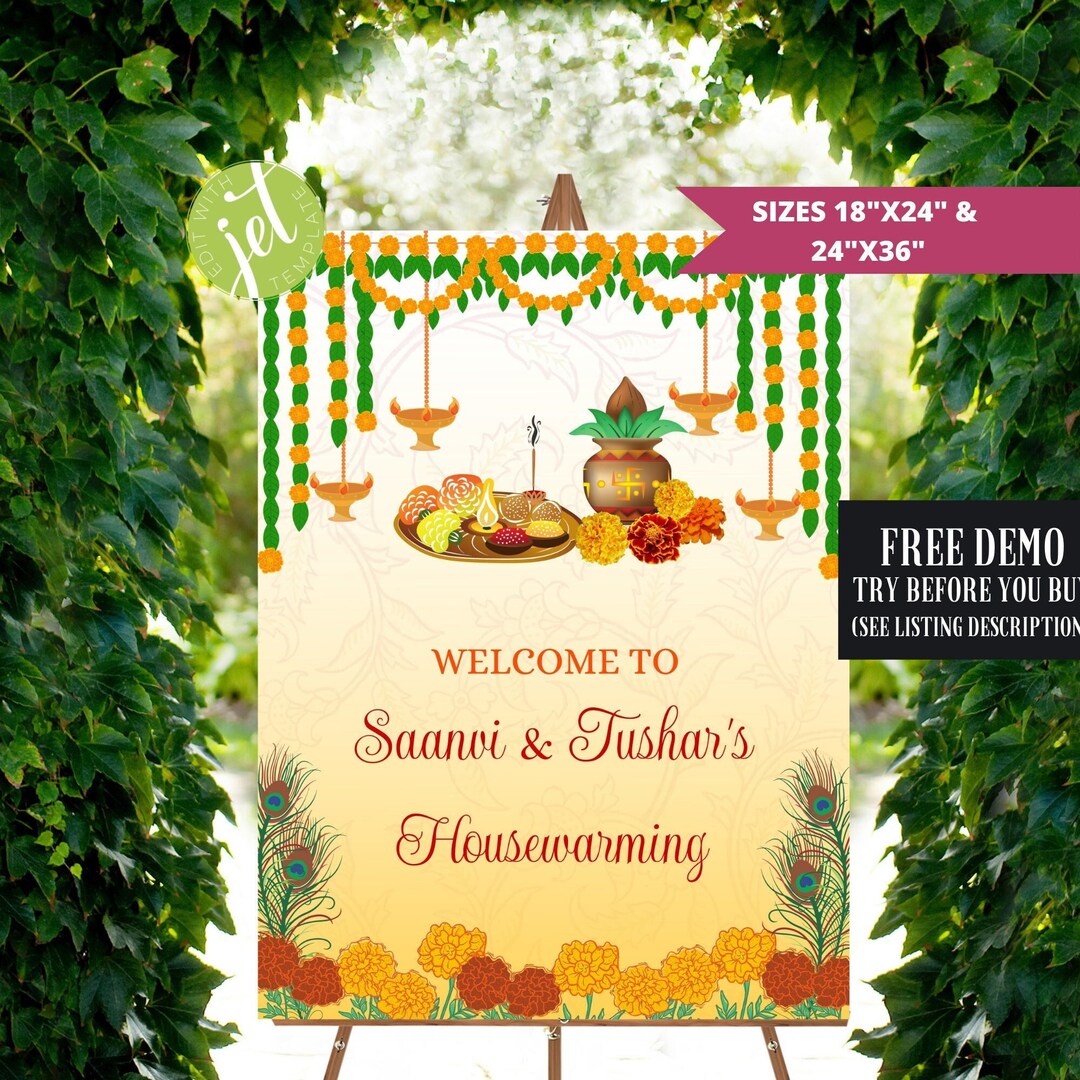 Grihapravesham Sign, Indian Housewarming Sign, Vastu Shanti Sign, Desi ...