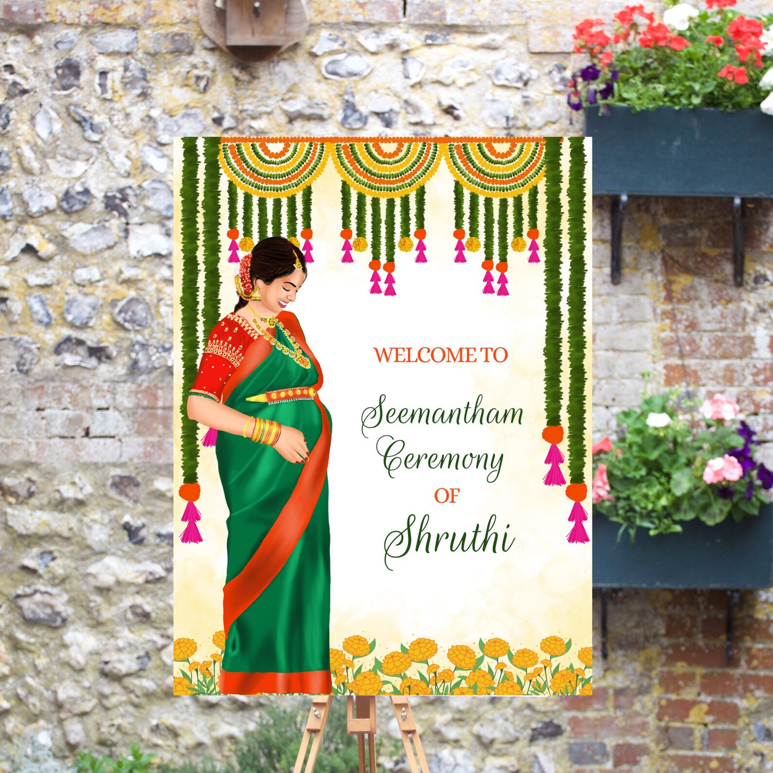 Seemantham Ceremony Sign: Desi Baby Shower Decor (digital Download) - Etsy