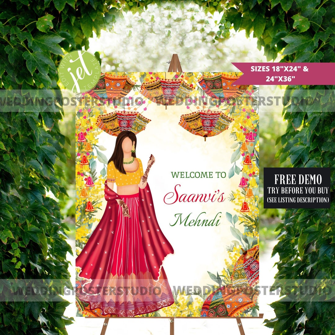 Mehndi Sign, Haldi Sign, Wedding Welcome Sign, Hindu & Muslim Wedding ...