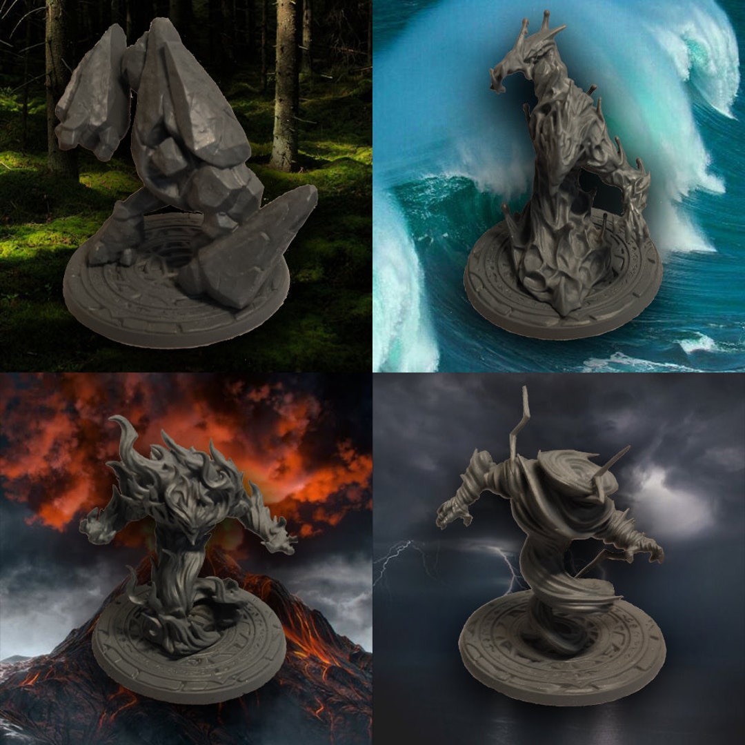 3D Printed Elementals Miniature for Ded, Tabletop, RPG Playing - Etsy