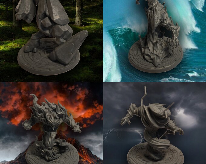 3D Printed Elementals Miniature for Ded, Tabletop, RPG Playing - Etsy