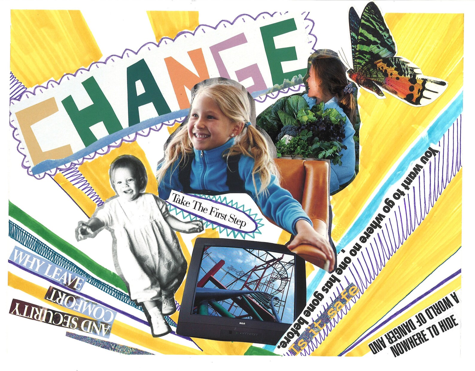 Happy Fine Art Collage - "change" - Inner Child Art - Etsy