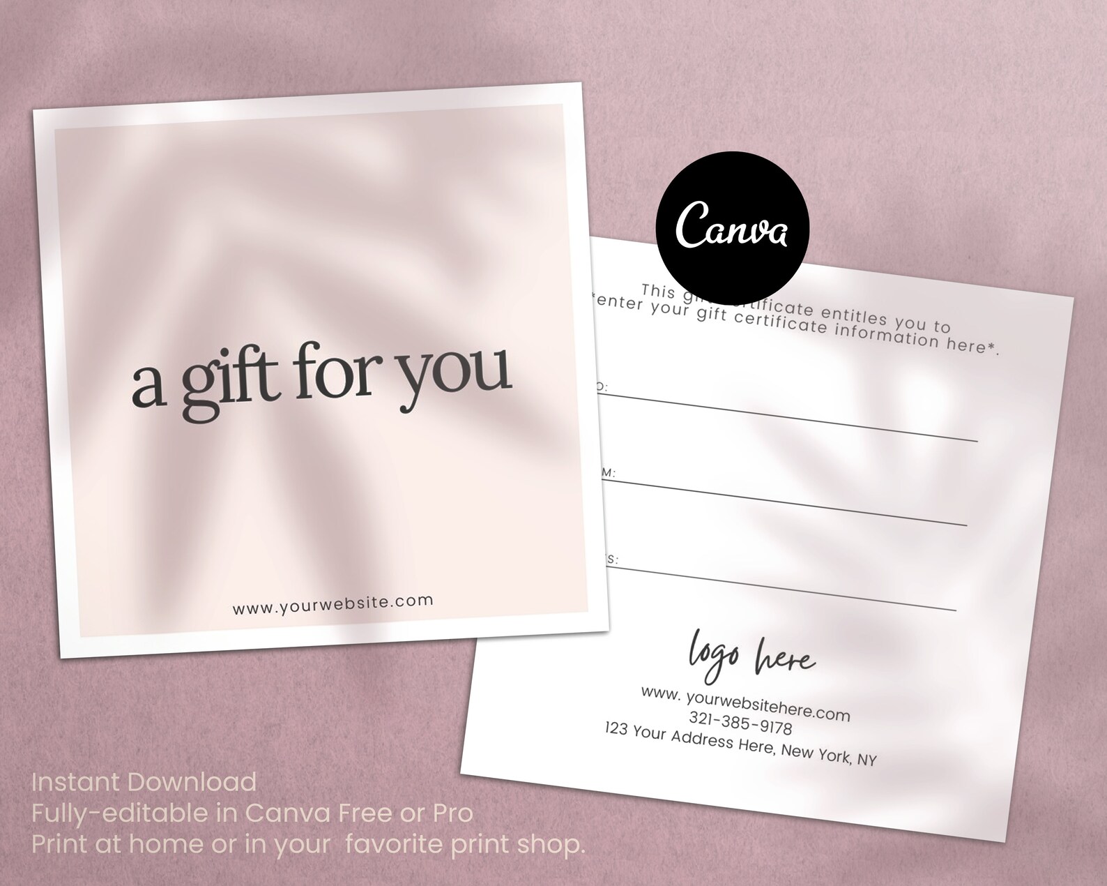Etsy Gift Card Gift Certificate Template Editable Gift Card - Etsy