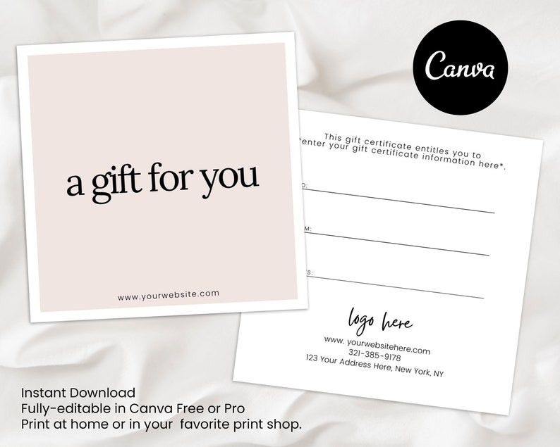 Etsy Gift Card Gift Certificate Template Editable Gift Card - Etsy