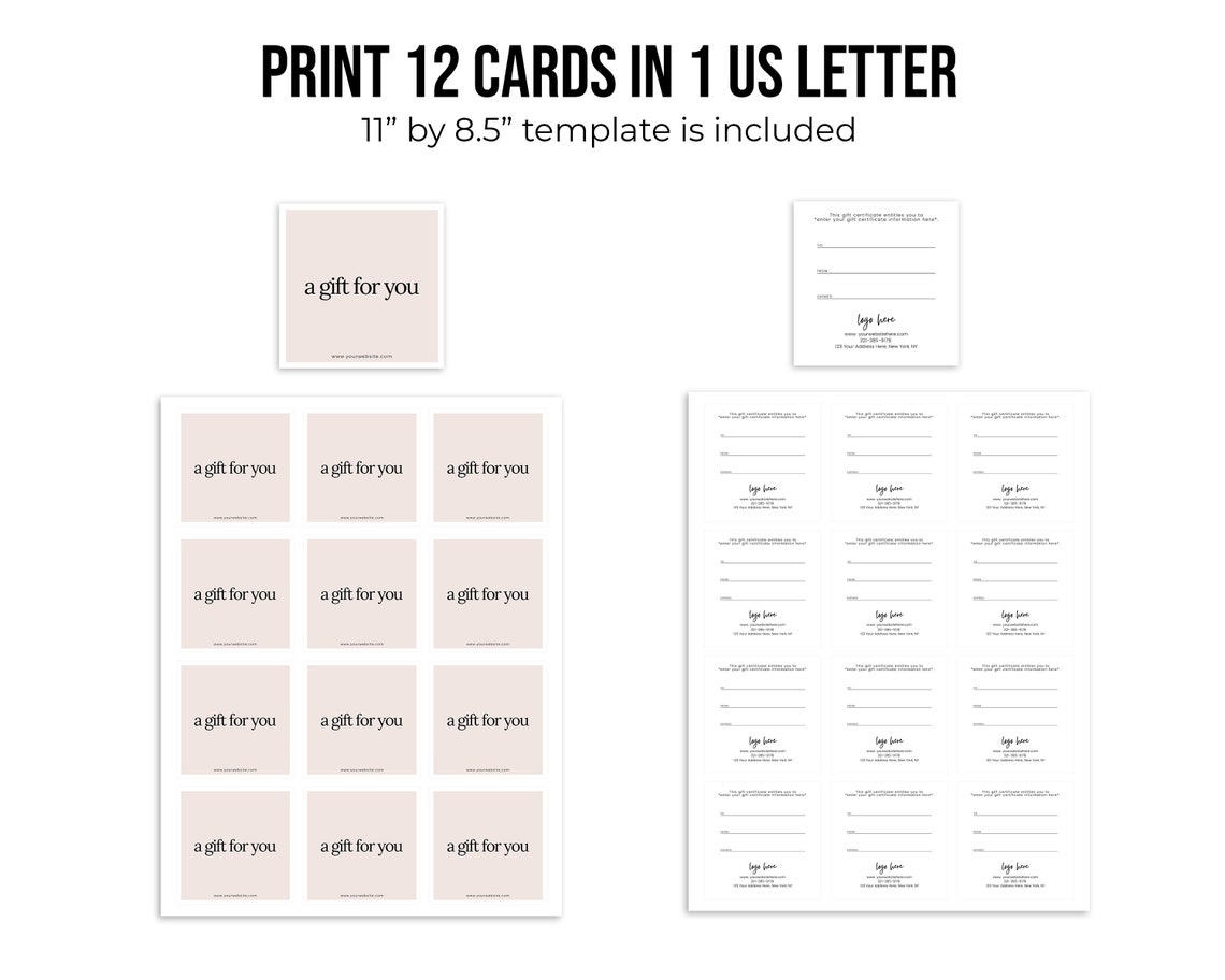 Etsy Gift Card Gift Certificate Template Editable Gift Card - Etsy