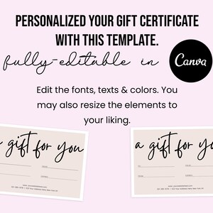 Gift Certificate Template Gift Card Etsy Gift Card Thank - Etsy