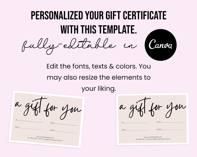 Gift Certificate Template Gift Card Etsy Gift Card Thank - Etsy