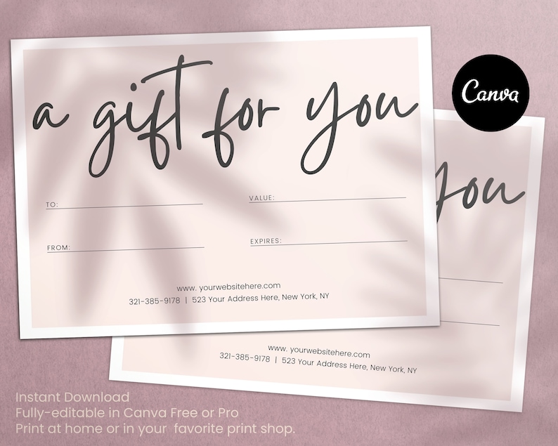 Gift Certificate Template Gift Card Etsy Gift Card Thank - Etsy