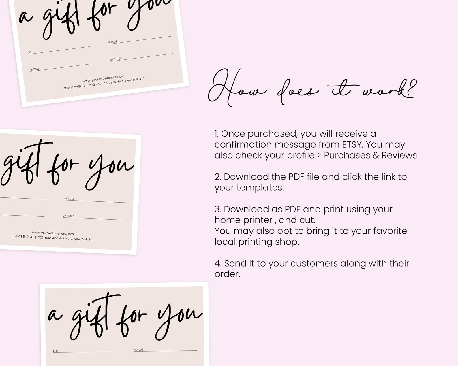 Gift Certificate Template Gift Card Etsy Gift Card Thank - Etsy
