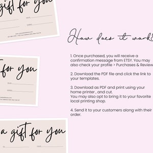 Gift Certificate Template Gift Card Etsy Gift Card Thank - Etsy