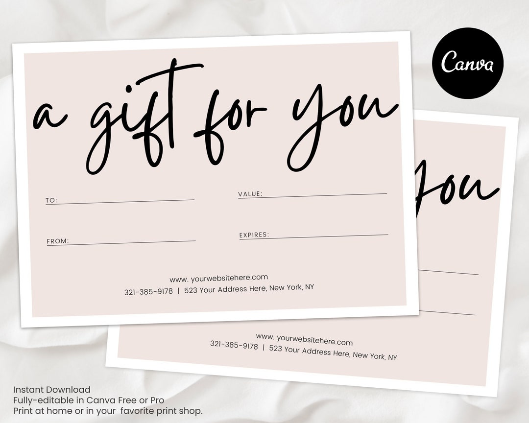Gift Certificate Template Gift Card Etsy Gift Card Thank - Etsy