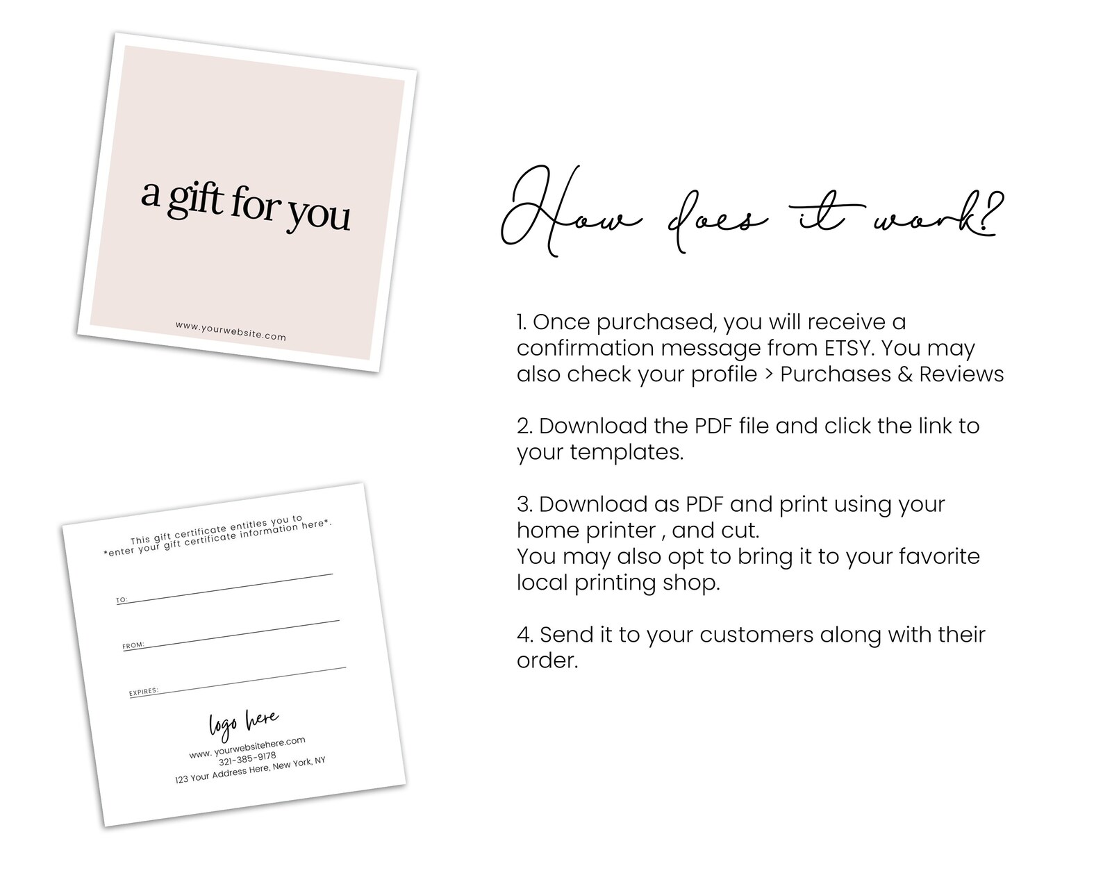 Etsy Gift Card Gift Certificate Template Editable Gift Card - Etsy