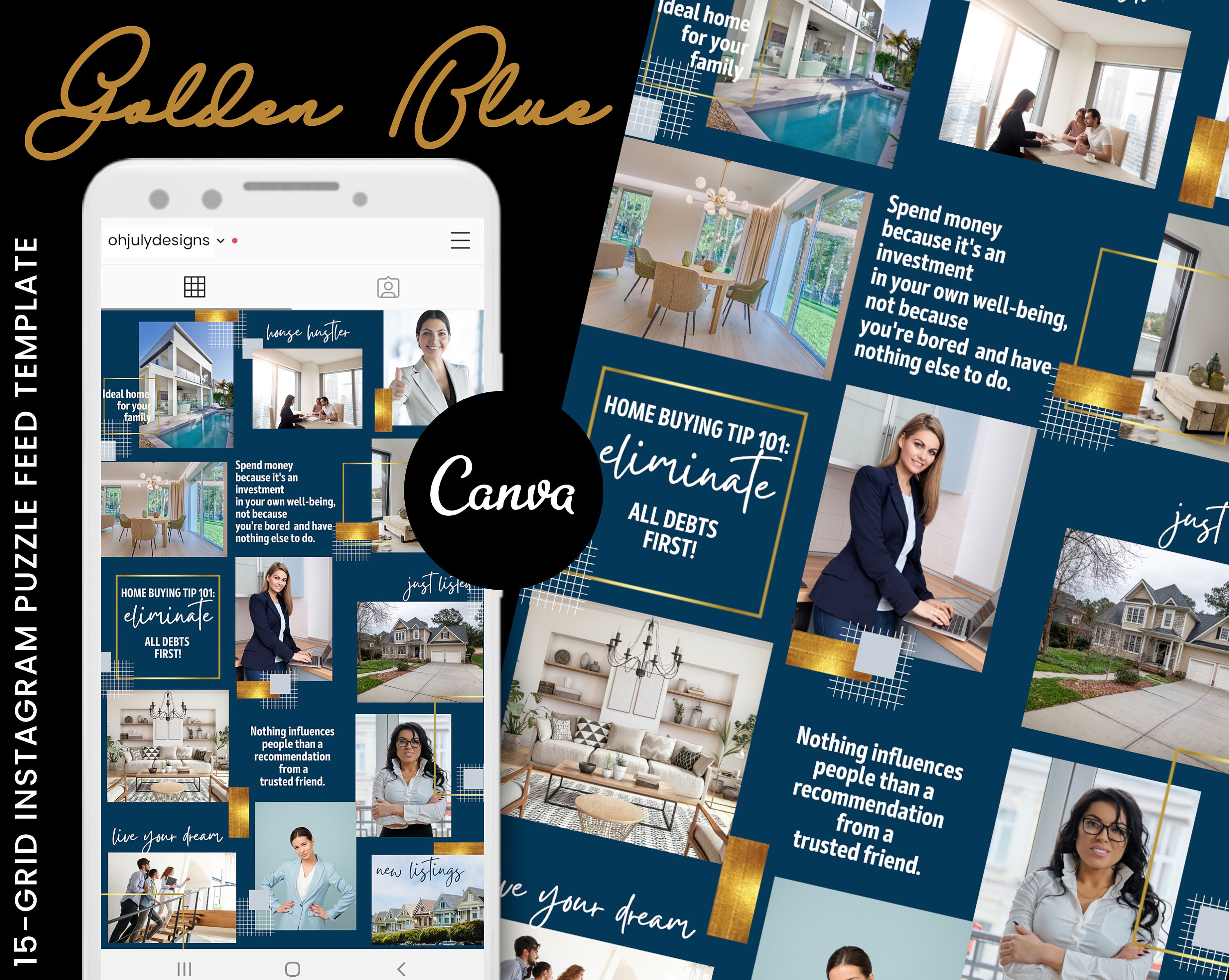 Canva Instagram Puzzle Real Estate Marketing Puzzle Feed Etsy