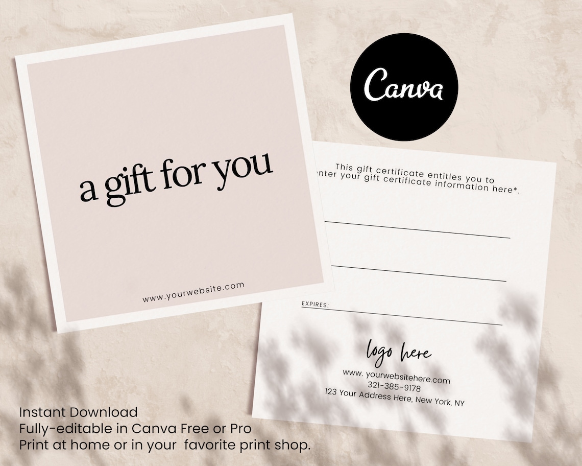 Etsy Gift Card Gift Certificate Template Editable Gift Card - Etsy