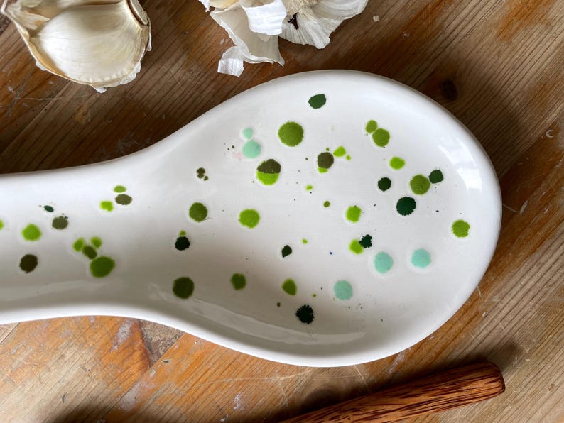 Ceramic Spoon Rest | Green Confetti Sprinkles - Etsy UK