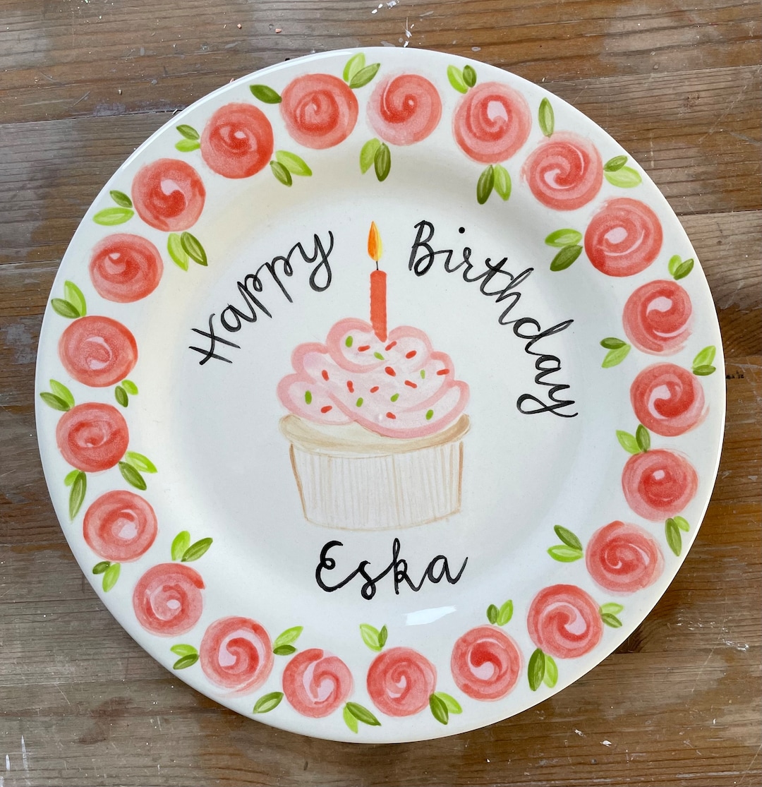Happy Birthday Plate Personalised Plate Hand-painted Plate celebration ...