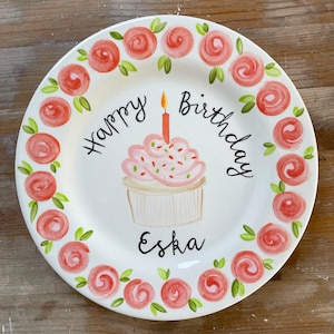 Happy Birthday Plate Personalised Plate Hand-painted Plate celebration ...