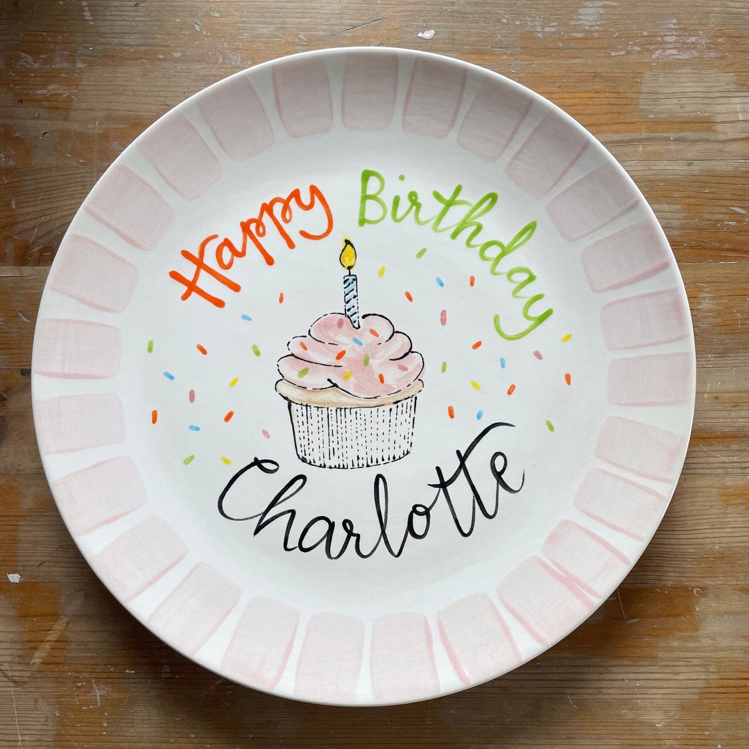 Happy Birthday Plate Personalised Plate Hand-painted Plate celebration ...