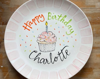 Happy Birthday Plate Personalised Plate Hand-painted Plate celebration ...
