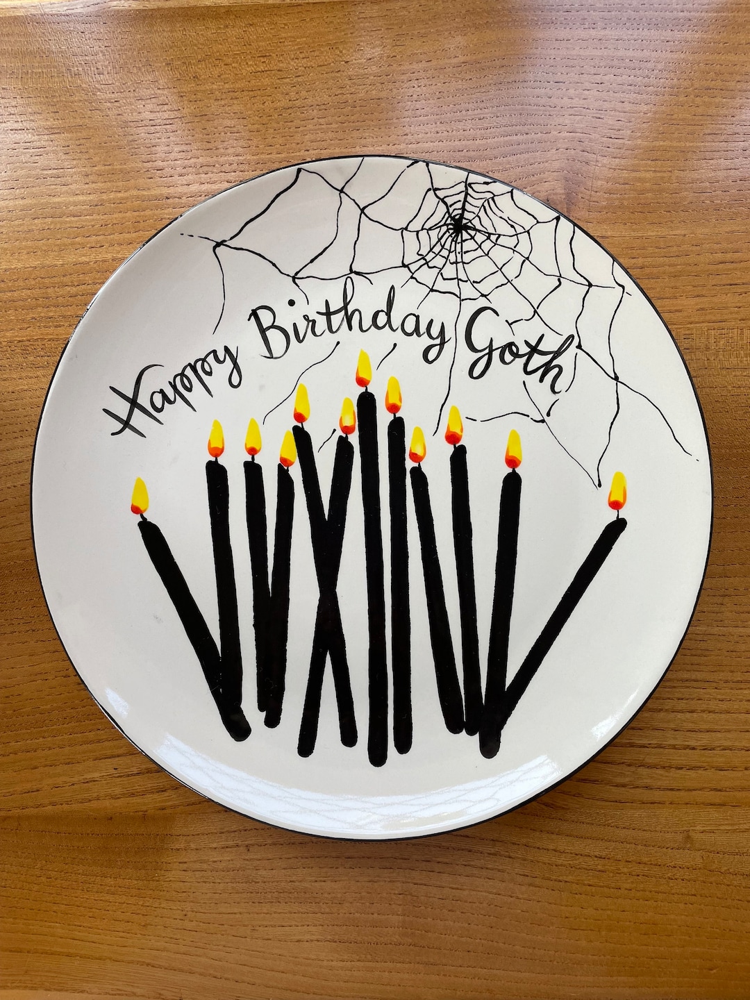 Goth Celebration Plate Hand Painted Party Cake Plate - Etsy