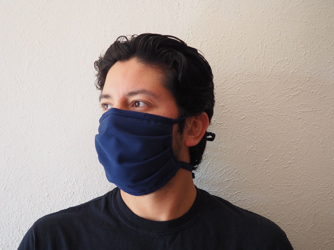 Blue Fabric Tie Facemask, Cotton Face Mask, Filter Pocket Facemask ...