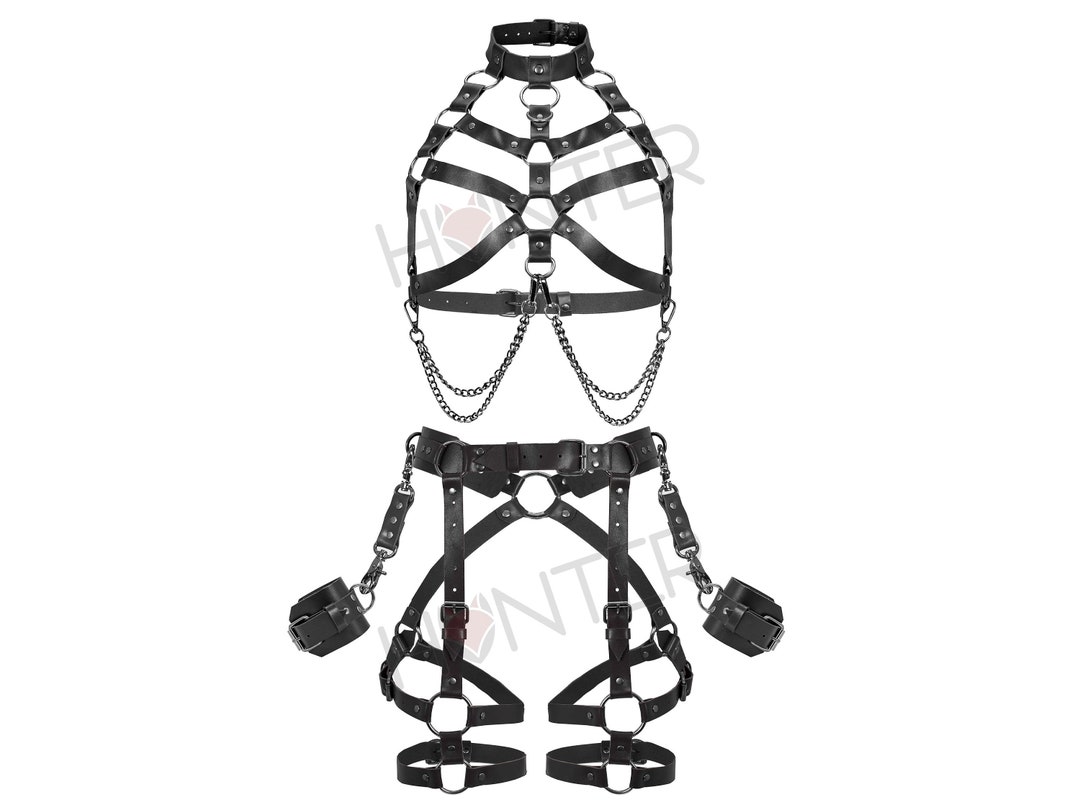 Leather Harness Bondage Harness And Handcuffs Bdsm Harness Leather 6203