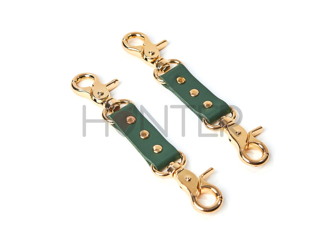 Leather BDSM Cuffs Connectors With 2 Carabiners, Quick-release Fixation ...