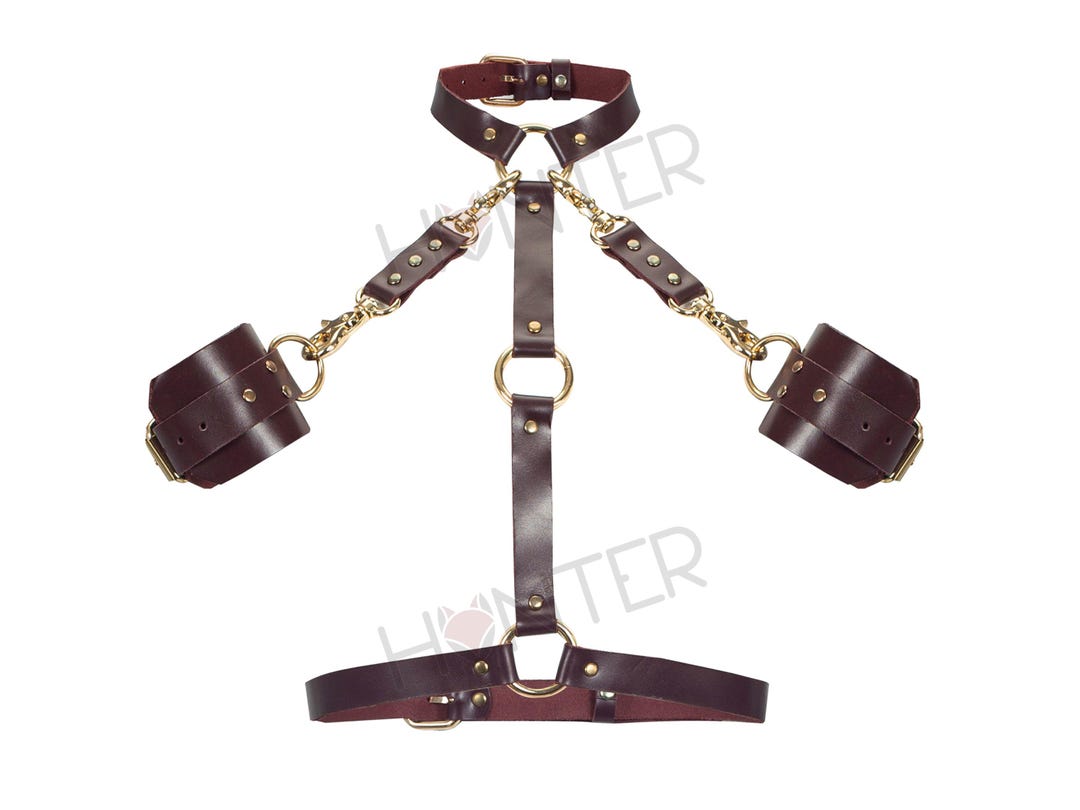 Leather Handmade Choker Harness Leather Body Bondage Waist Belt Strap ...
