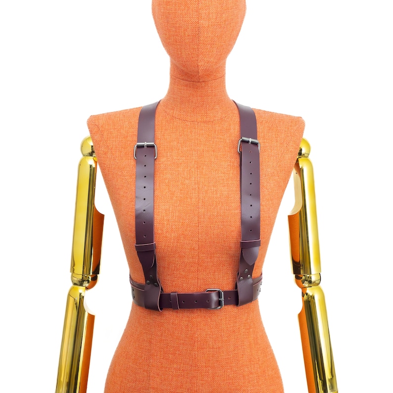 Marsala Leather Full Body Harness Set, Adjustable Straps Harness ...