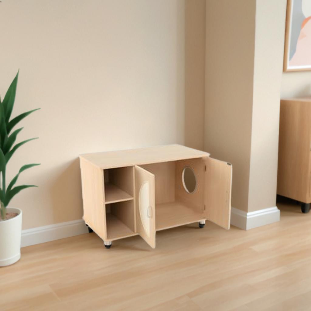 Modern Boho Aesthetic Wooden Hidden Litter Box Cabinet Pet Furniture ...