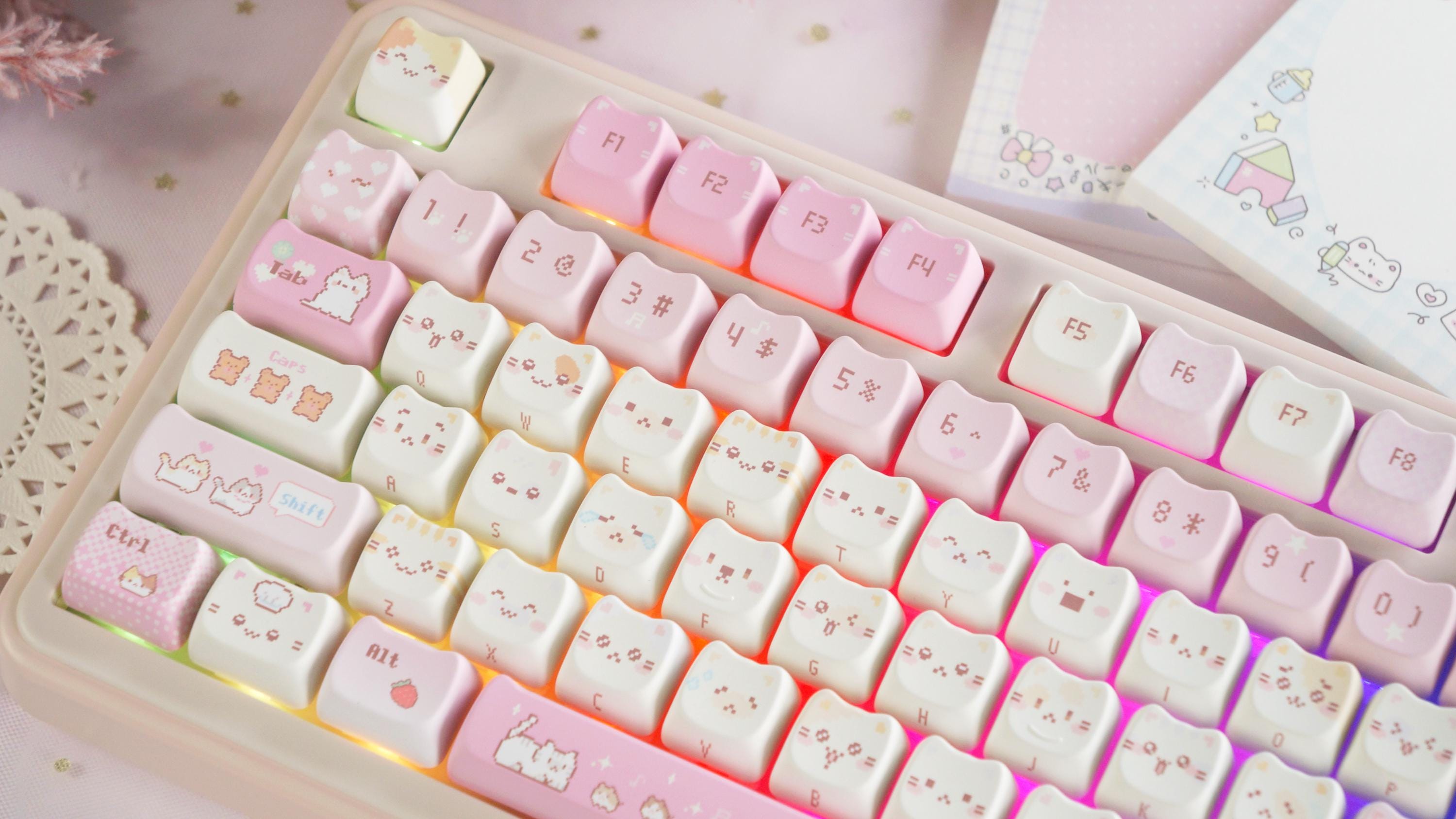 Mochi Neko Daydreamers (pink Cat) Keycap Set – 141 PBT Keys | MAO ...