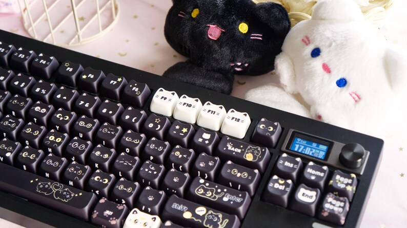 Mochi Neko Nightcrew Keycap Set – 142 PBT Keys | MAO Profile for Cherry ...