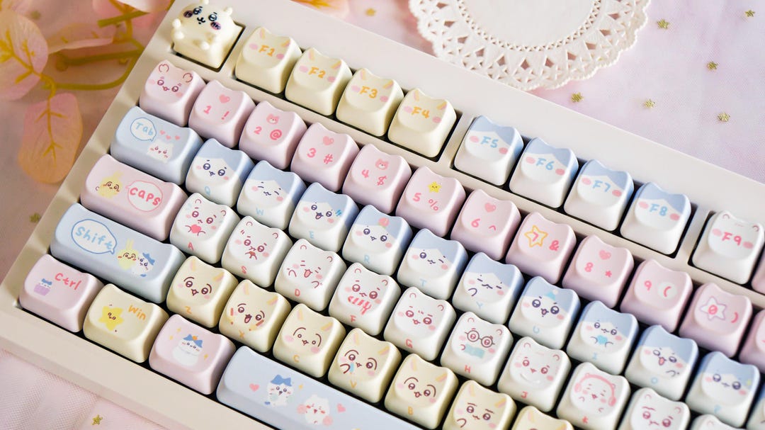 Kawaii Chiikawa Keycap Set 140 Keys – Cute PBT Keycaps in MAO Profile ...