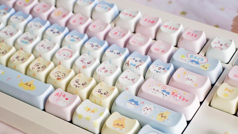 Kawaii Chiikawa Keycap Set 140 Keys – Cute PBT Keycaps in MAO Profile ...