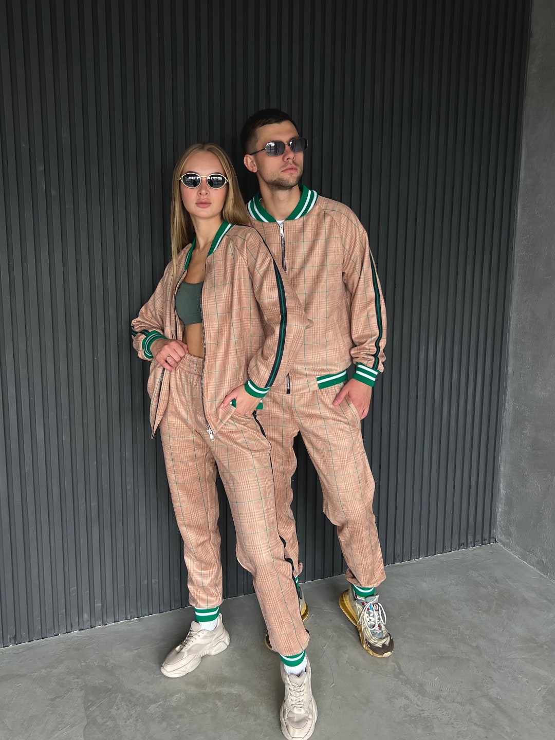 Matching Couple Tartan Tracksuit Set Couple Tracksuit Set Gentlemen ...