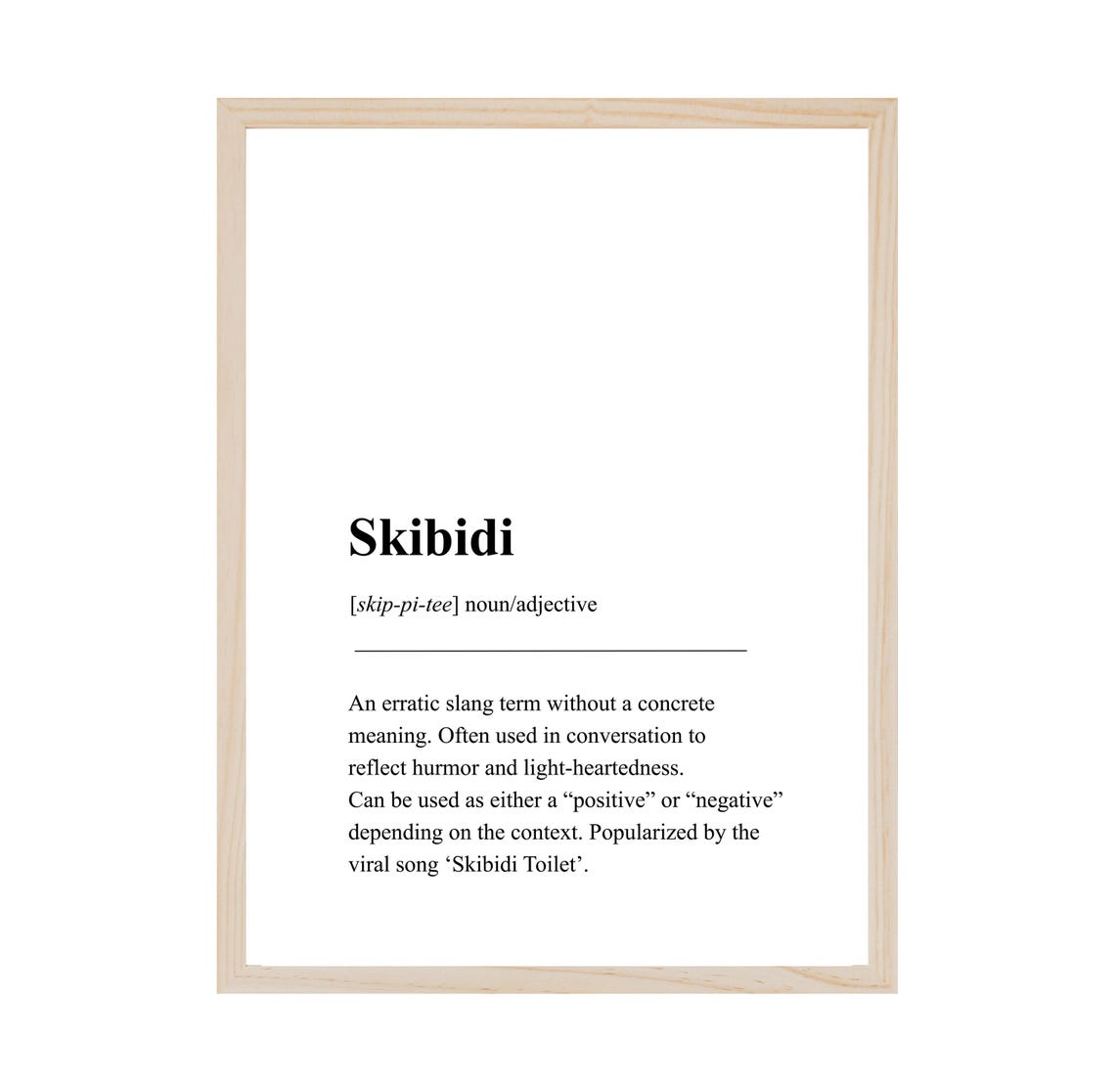 Skibidi Definition Wall Art, Urban Slang, Digital Print, Home Decor ...