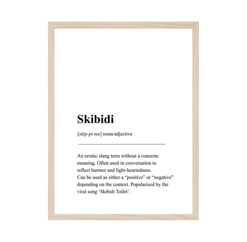 Skibidi Definition Wall Art, Urban Slang, Digital Print, Home Decor ...