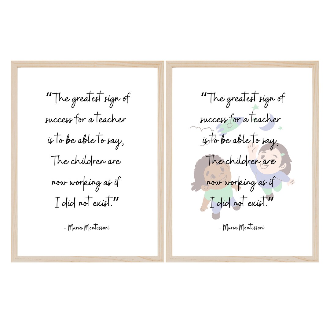 Teachers Success Wall Decor Art, Maria Montessori Quote, Early ...