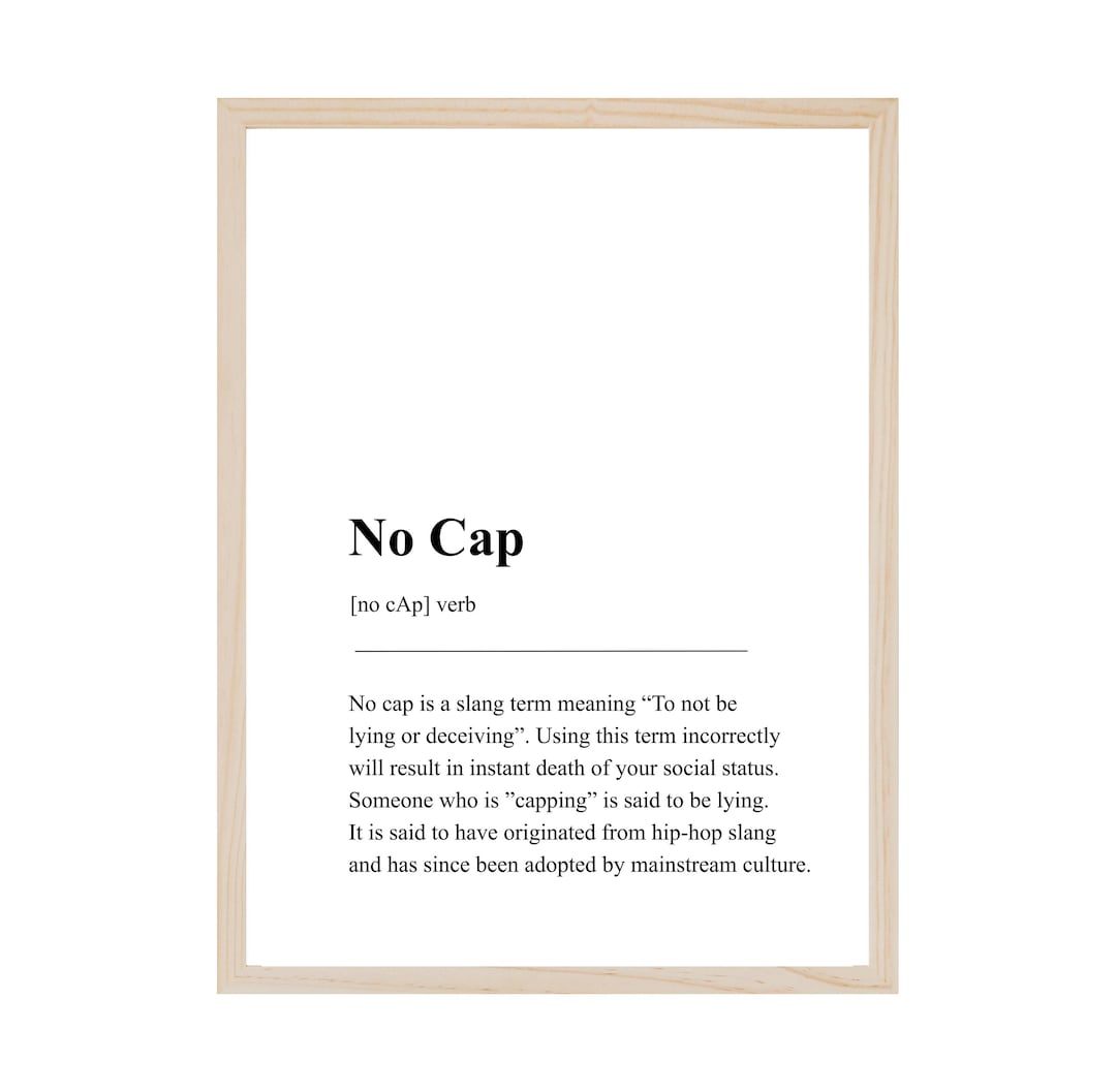 No Cap Definition Wall Art, Urban Slang, Digital Print, Home Decor ...